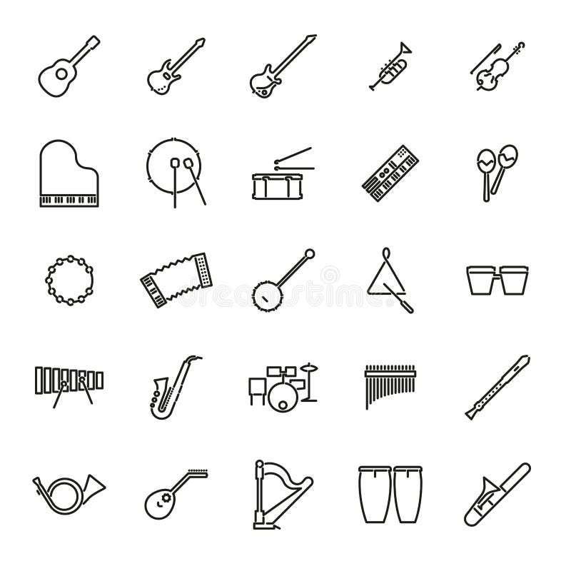 Muzikale Vector De Pictogrammeninzameling Van Het Instrumenten Cirkel ...