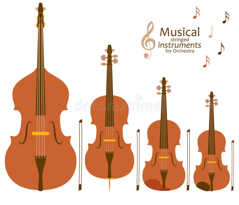 Muzikale Snaarinstrumenten Voor Orkest Vector Illustratie ...