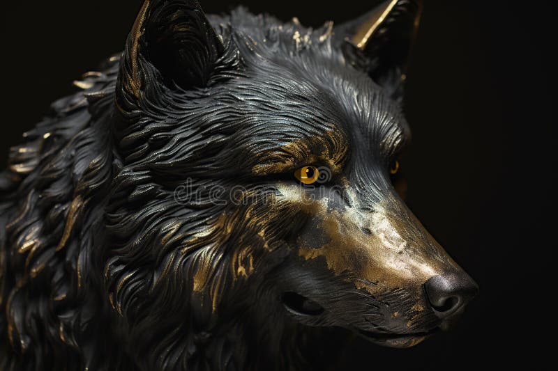 Image of a Black Wolf in Golden Light Made with Generative AI Stock ...