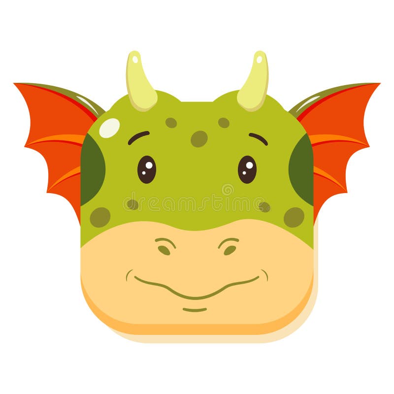 The Muzzle Dragon in Form of Square Icon. Child Avatar. Stock Vector ...