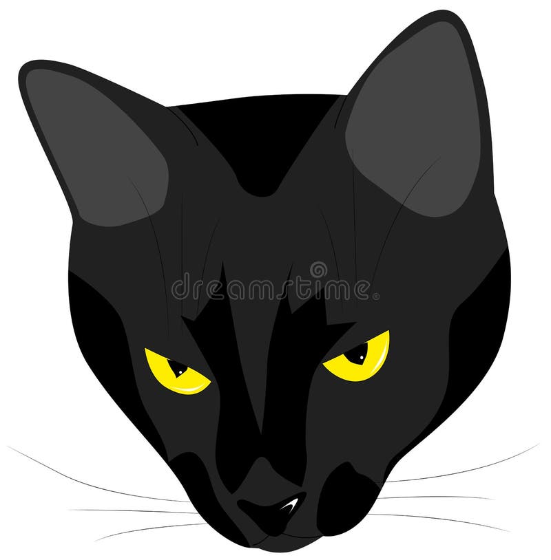 The Muzzle of the Evil Black Cat Stock Vector - Illustration of serious ...
