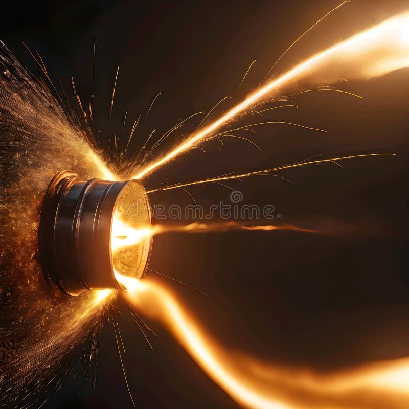 Muzzle Flash and Sparks in Dark Background Stock Image - Image of flash ...