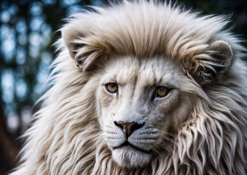 The Muzzle of a Lion with a White Mane Close-up. Generative AI Stock ...