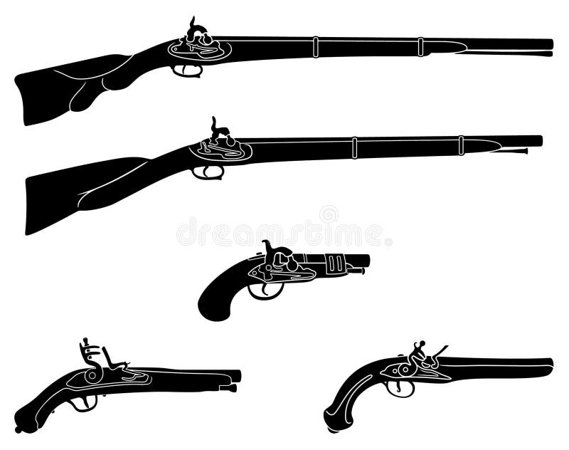 English Brown Bess Flintlock Muzzle Loader Musket Stock Vector ...