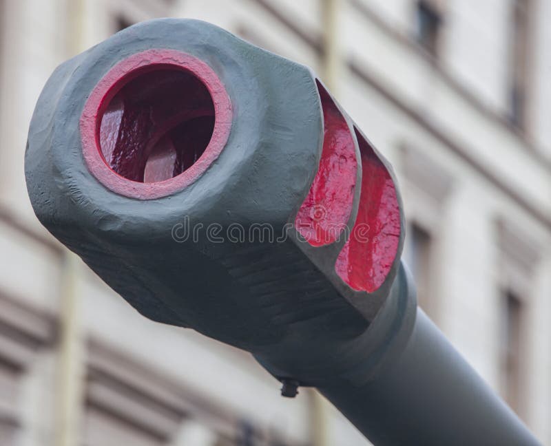 Muzzle Section and Muzzle Brake of the Barrel of Modern Howitzer Stock ...