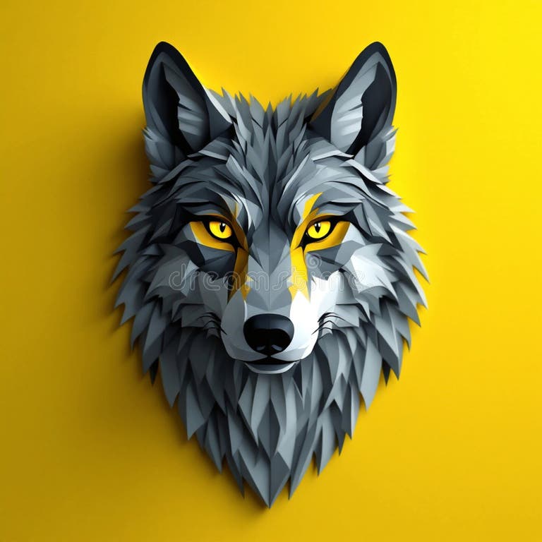 The Muzzle of a Wolf with a Hypnotic Gaze Made from Cardboard Cutouts ...