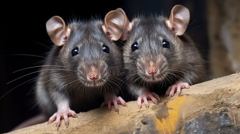 Muzzles of Two Rats that Look Directly into the Camera, Close-up. Stock ...