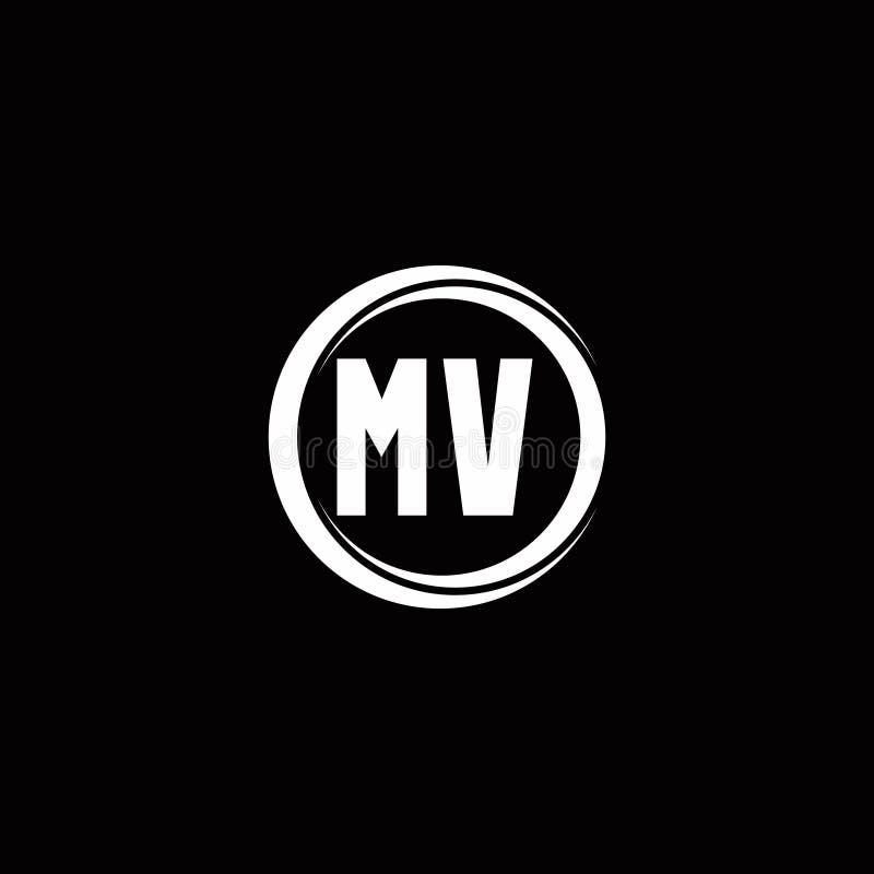 MV Logo Initial Letter Monogram with Circle Slice Rounded Design ...