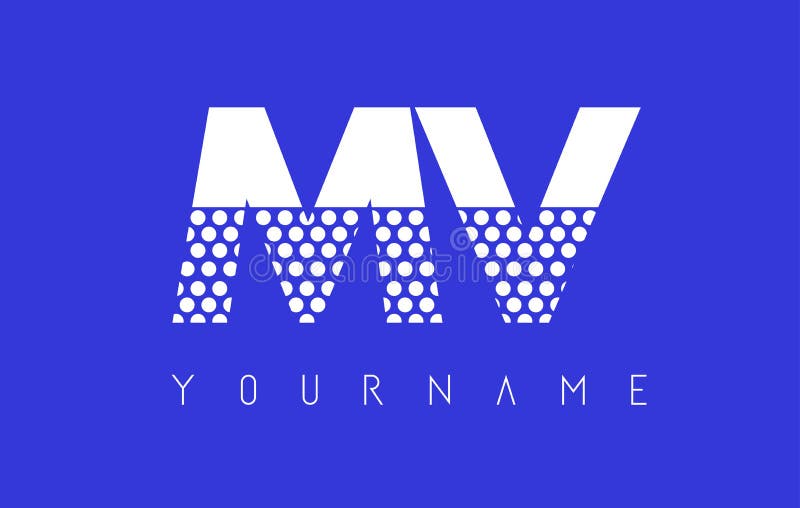 MV M V Dotted Letter Logo Design with Blue Background. Stock Vector ...