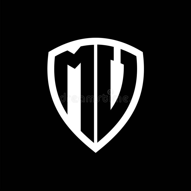 MV Monogram Logo with Bold Letters Shield Shape with Black and White ...