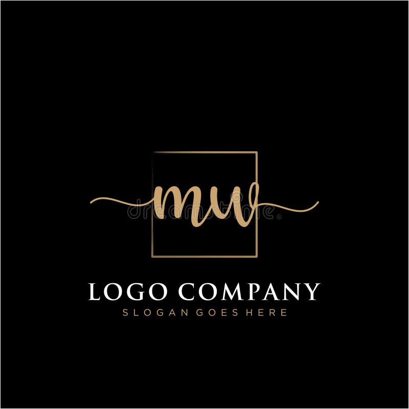 MW Initial Handwriting Logo with Rectangle Template Vector Stock Vector ...