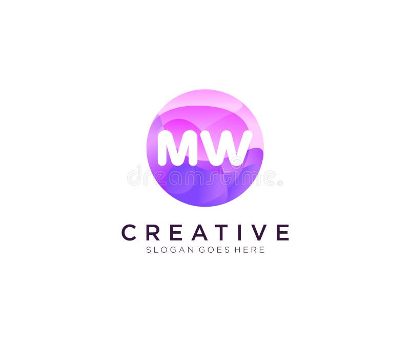 MW Initial Logo with Colorful Circle Template Vector Stock Vector ...