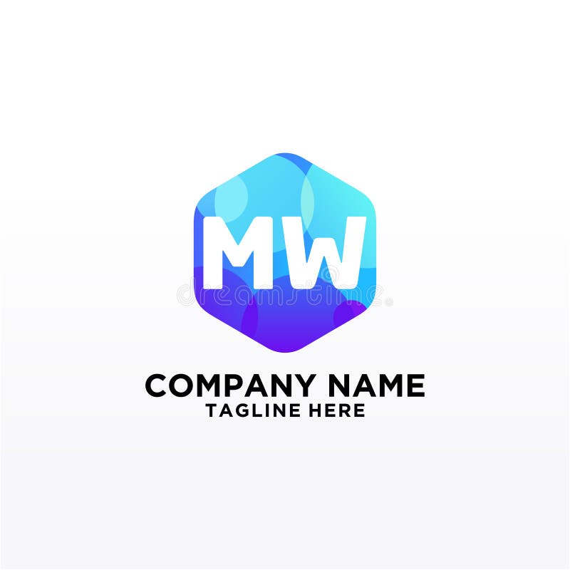 MW Initial Logo with Colorful Circle Template Vector Stock Vector ...