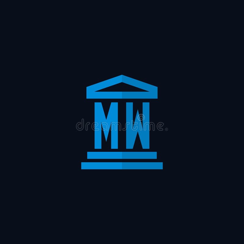 MW Initial Logo Monogram with Simple Courthouse Building Icon Design ...
