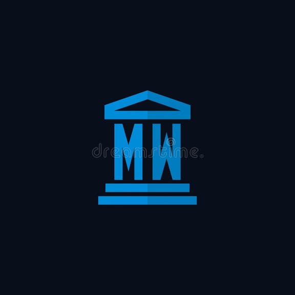 MW Initial Logo Monogram with Simple Courthouse Building Icon Design ...