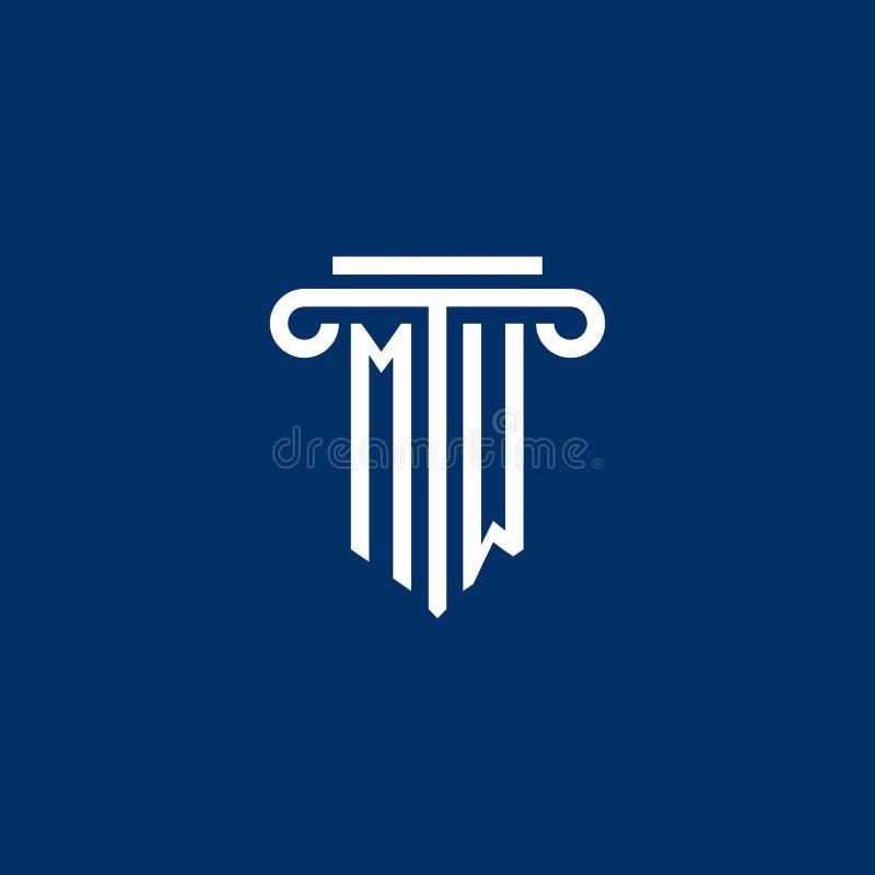 MW Initial Logo Monogram with Simple Pillar Icon Stock Illustration ...