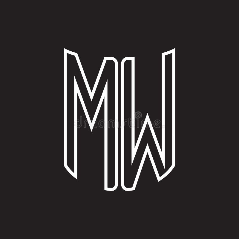 MW Logo Monogram with Ribbon Style Outline Design Template Stock Vector ...