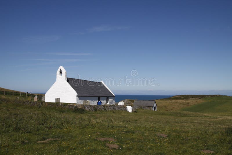 Mwnt Church stock photo. Image of coastline, britain - 77445748