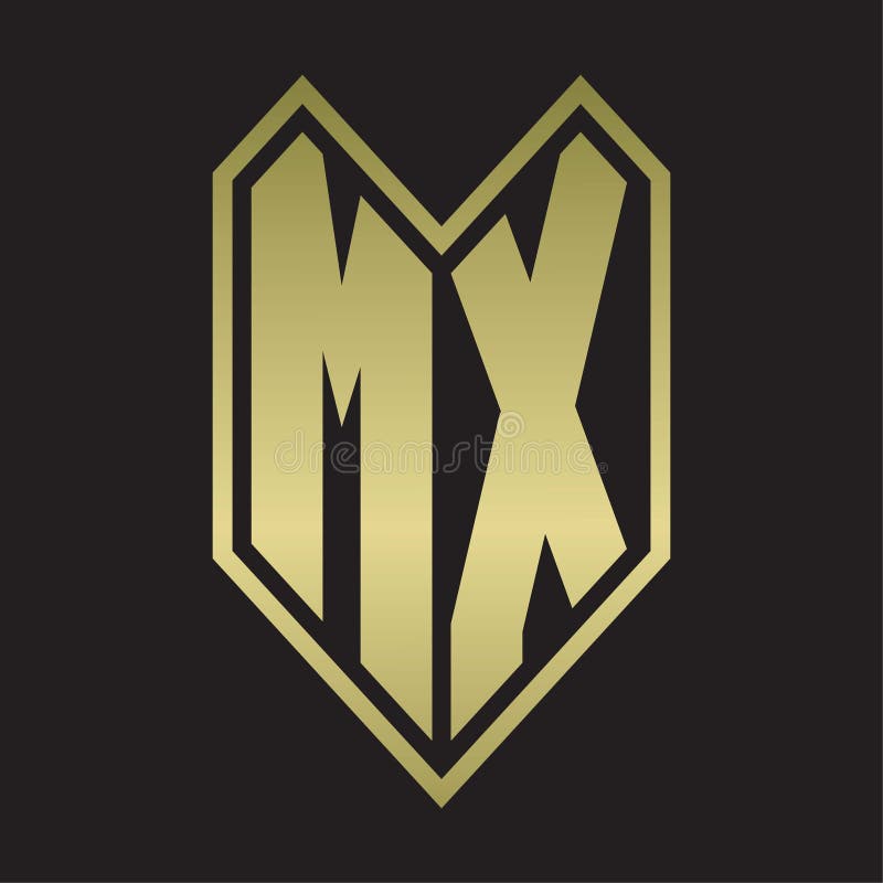 MX Logo Monogram with Emblem Line Style Isolated on Gold Colors Stock ...