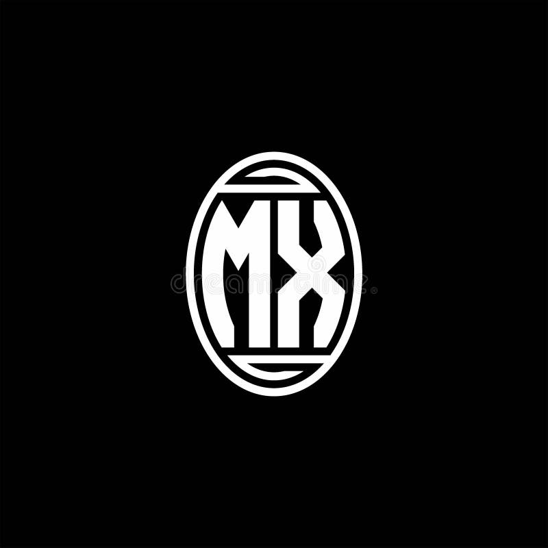 MX Monogram Logo Isolated on Oval Rotate Shape Stock Vector ...