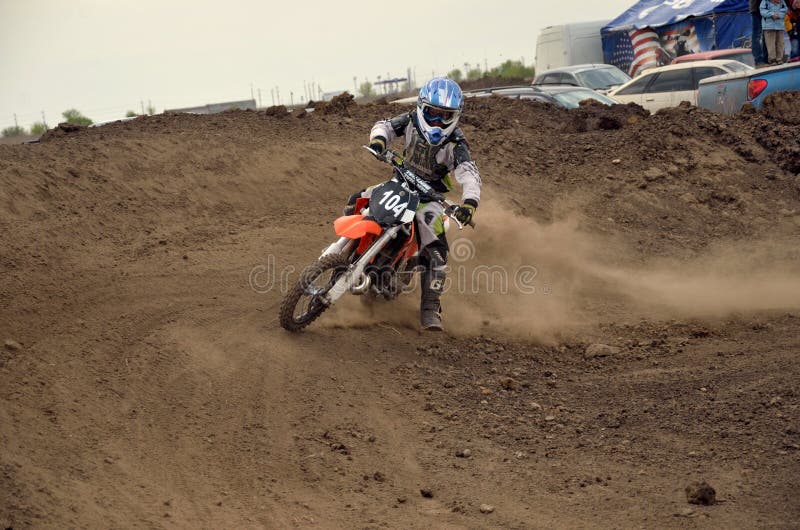 MX Racer Boy Performs the Rotation on a Motorcycle Editorial ...