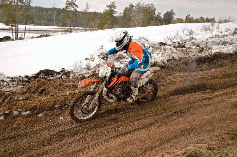 MX Racer Rides in Descent on the Motocross Track Stock Image - Image of ...