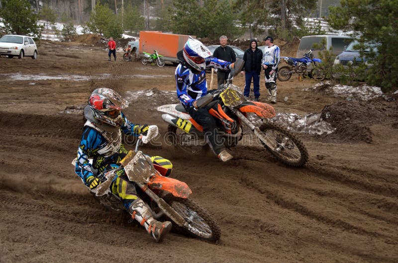 MX Two Riders Competing in the Rotation Editorial Image - Image of ...