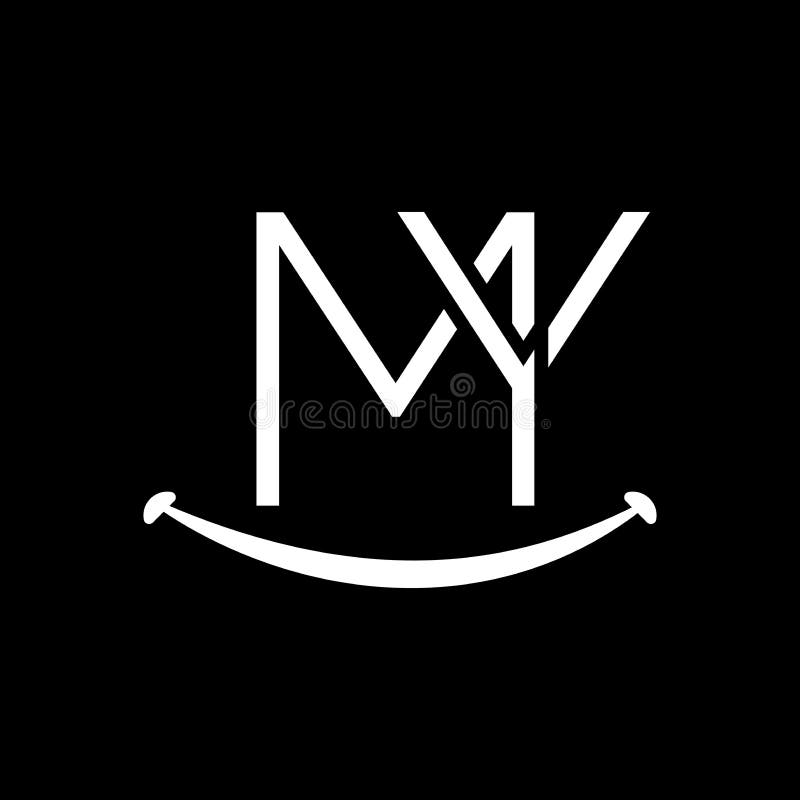 Abstract Smile Shape MY Letter Logo Design Vector Illustration . Stock ...