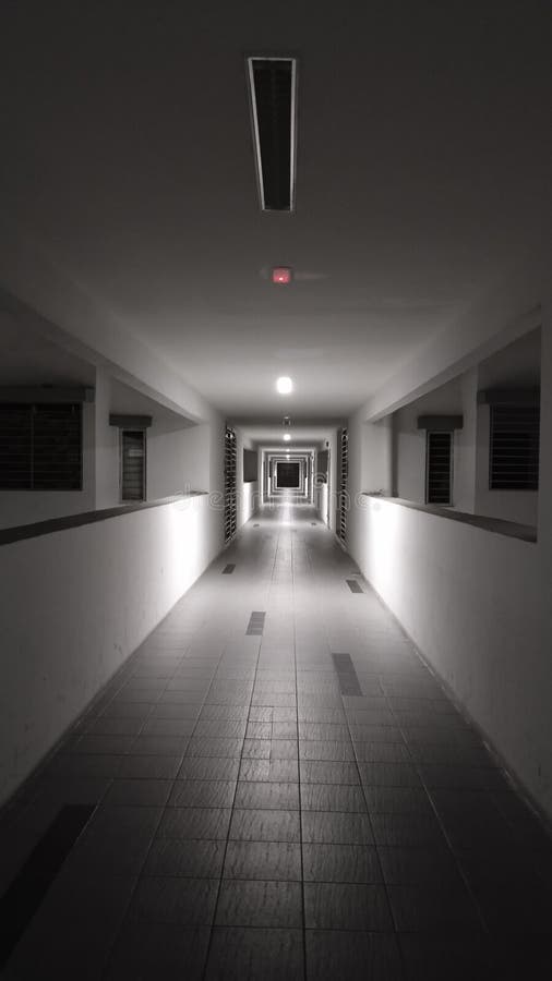 My Apartment Corridor at Night Stock Photo - Image of ceiling, black ...