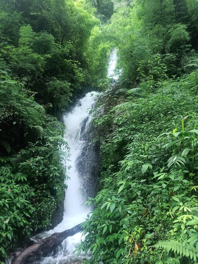 My Beautiful Waterfall in the Middle of the Mountains Stock Image ...