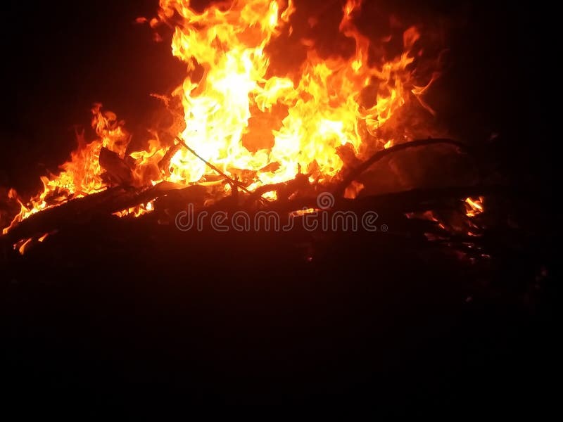 My Bonfire Flames Dancing in the Night Stock Image - Image of bonfire ...