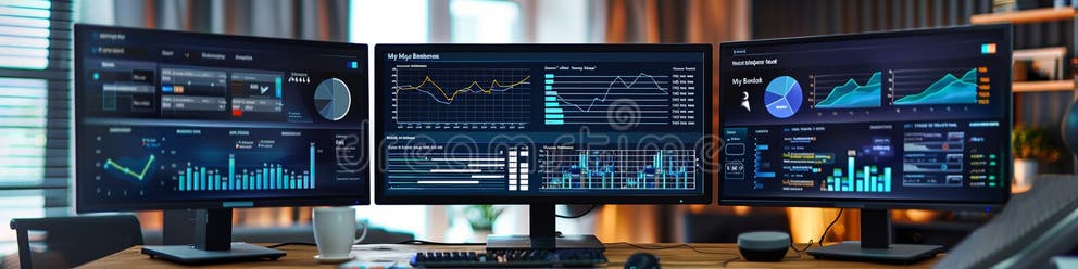 My Business Interface with Analytics, Sleek Tech Setup Stock ...