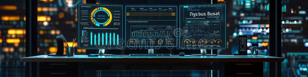 My Business Interface with Analytics, Sleek Tech Setup Stock ...