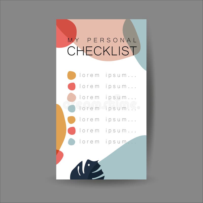 My Checklist Template. Abstract Modern Background with Organic Shapes ...