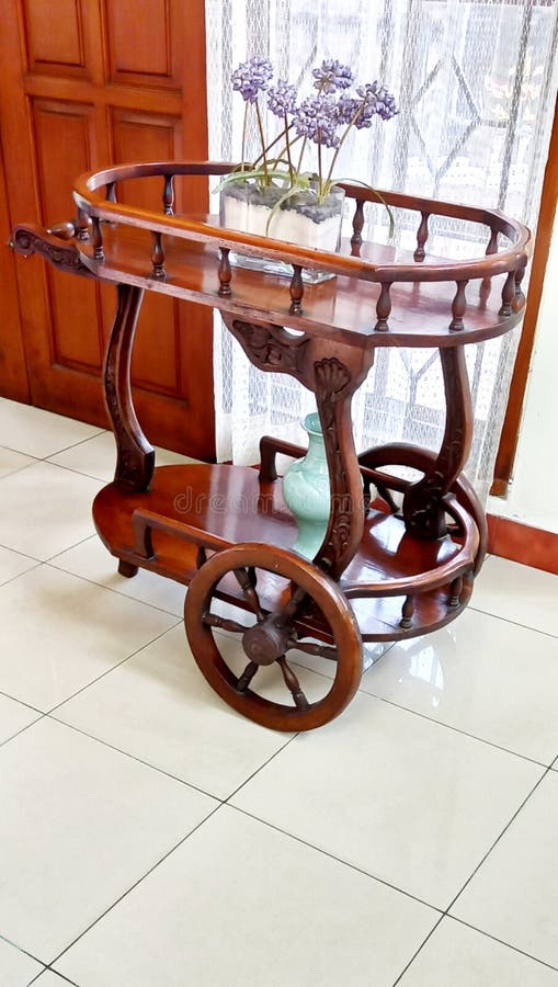 My Classic Style Wooden Service Trolley Stock Image - Image of classic ...