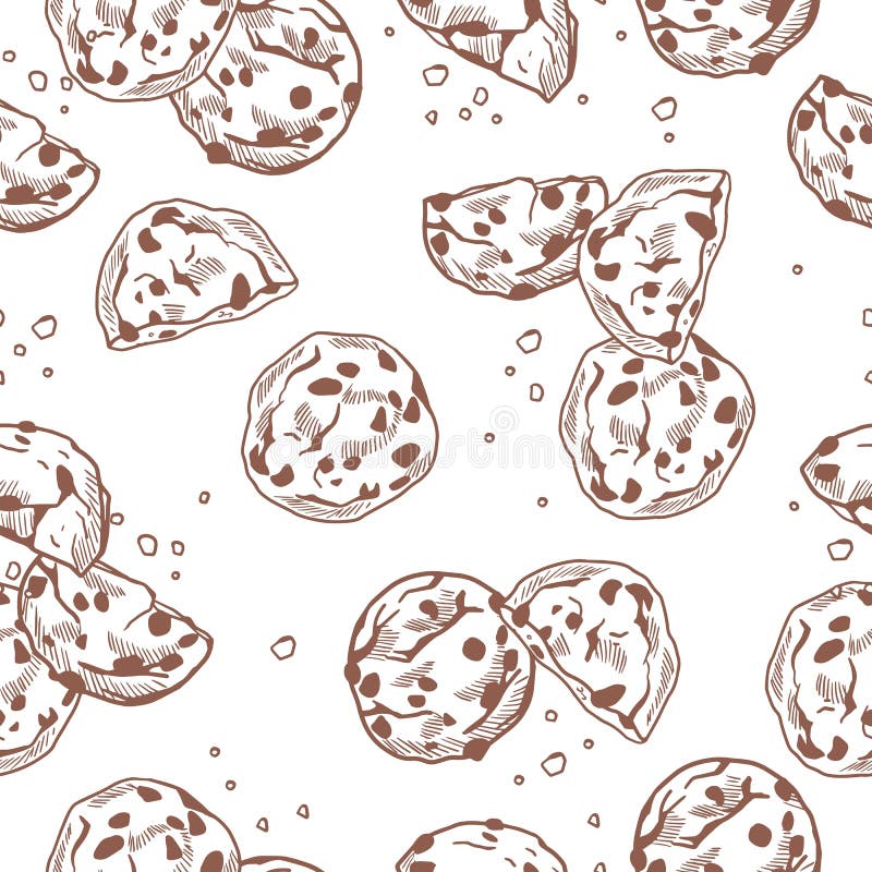 My Delicious Chocolate Chip Cookies Vector Illustration Seamless ...