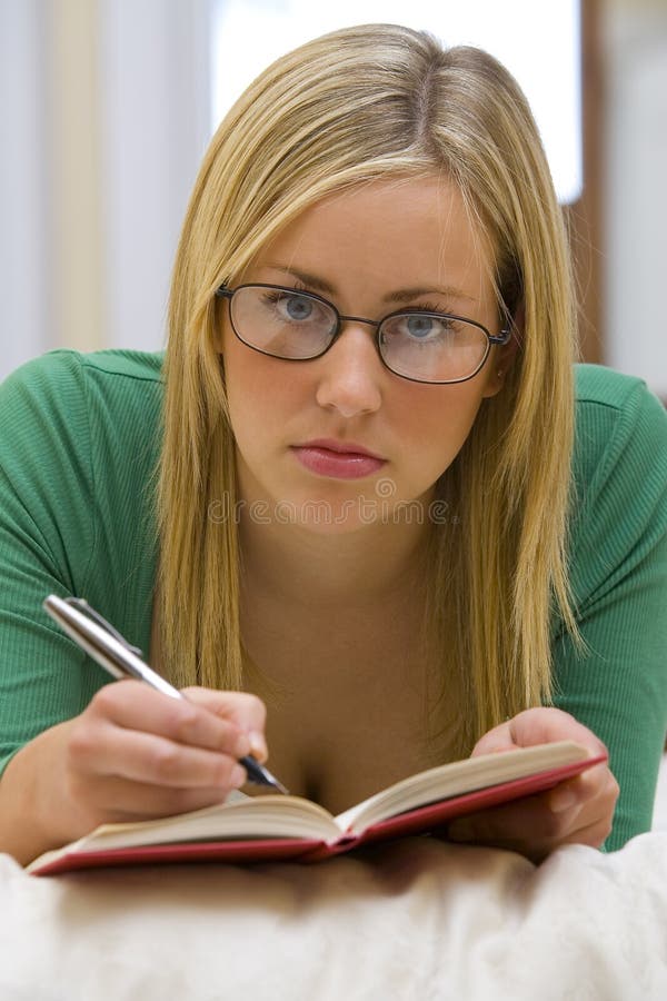 Writing in my diary stock photo. Image of relaxing, beauty - 387918