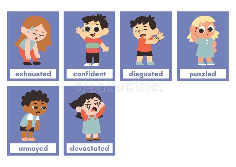 My Emotions SEL Flashcards - 4 Stock Illustration - Illustration of ...