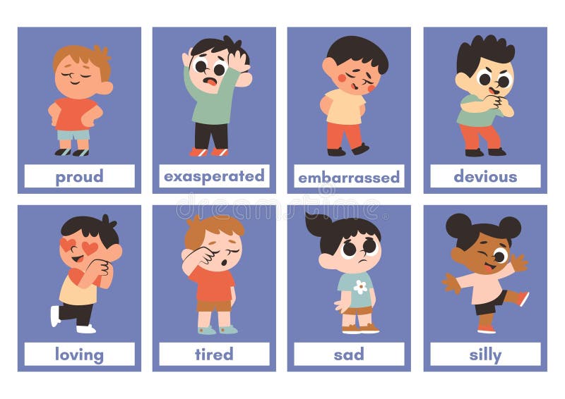My Emotions SEL Flashcards - 4 Stock Illustration - Illustration of ...