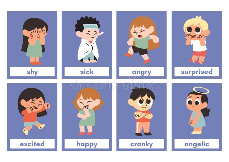 My Emotions SEL Flashcards - 4 Stock Illustration - Illustration of ...
