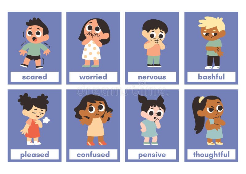 My Emotions SEL Flashcards - 4 Stock Illustration - Illustration of ...