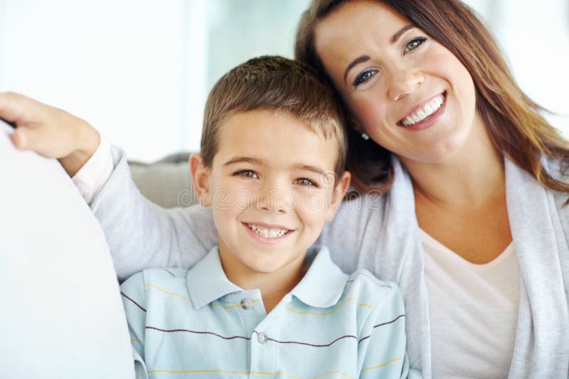 He is My Everything. Portrait of an Adorable Boy and His Mother. Stock ...