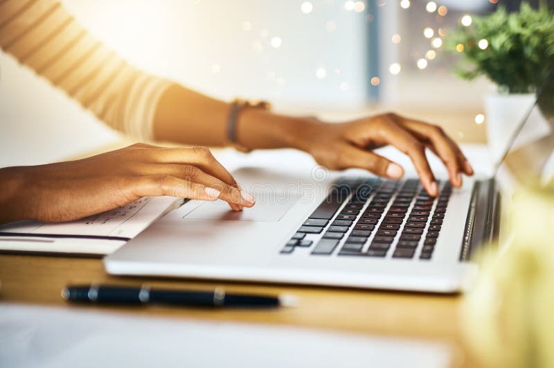 My Fingers are Typing Machines. a Unrecognizable Persons Hands Typing ...