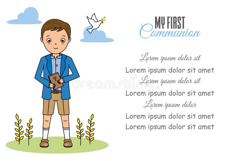 My first communion boy stock vector. Illustration of vector - 113224661