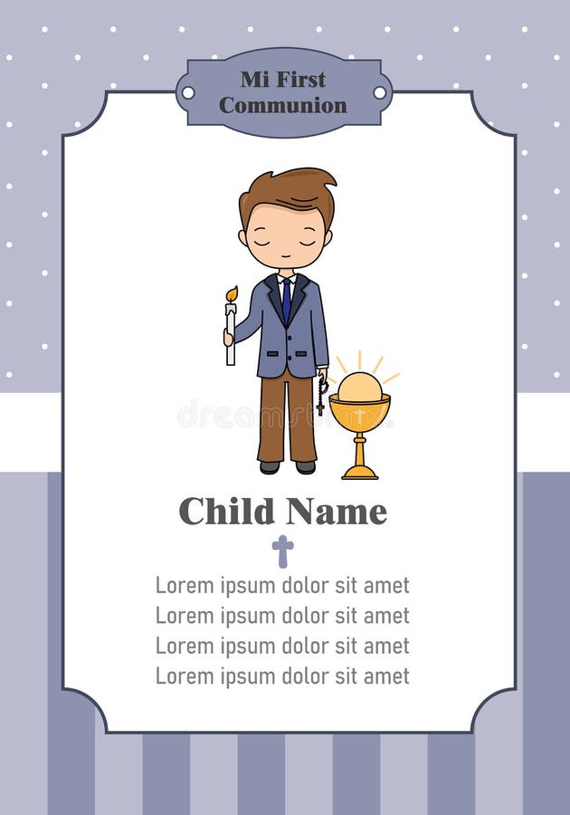 My First Communion Boy. Child with Candle Stock Vector - Illustration ...