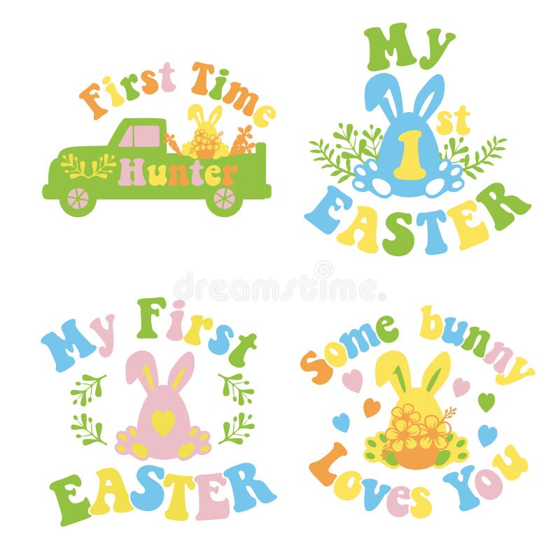 My First Easter Vector Design with Bunny Ears and Hearts. Number with ...