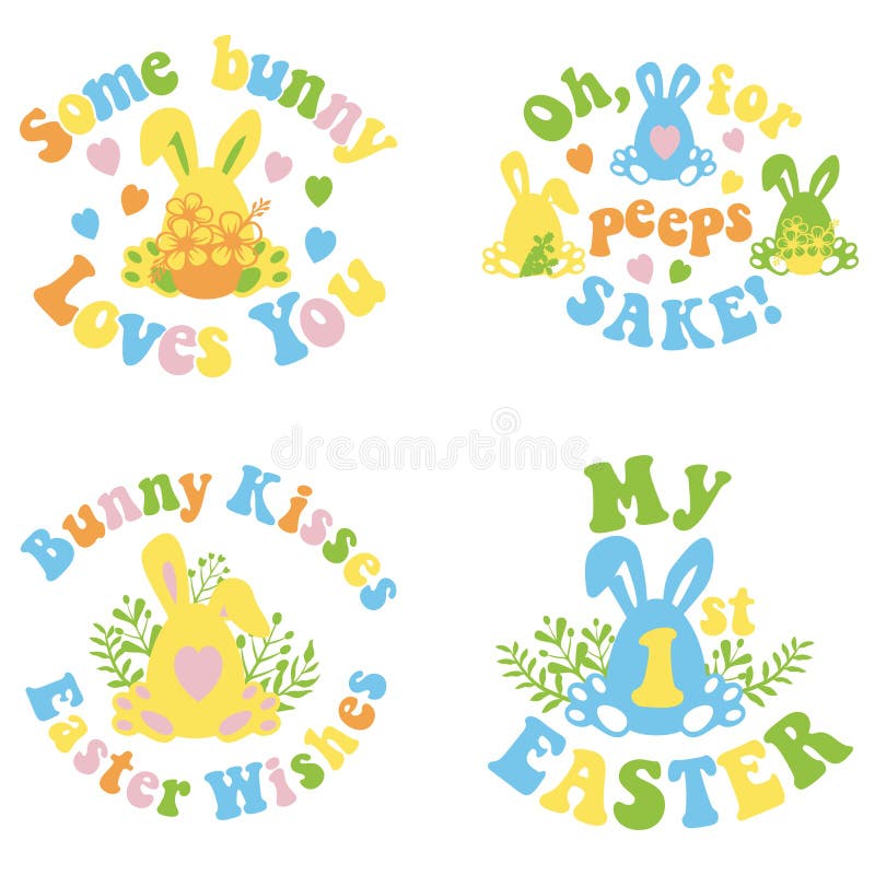 My First Easter Vector Design with Bunny Ears and Hearts. Number with ...