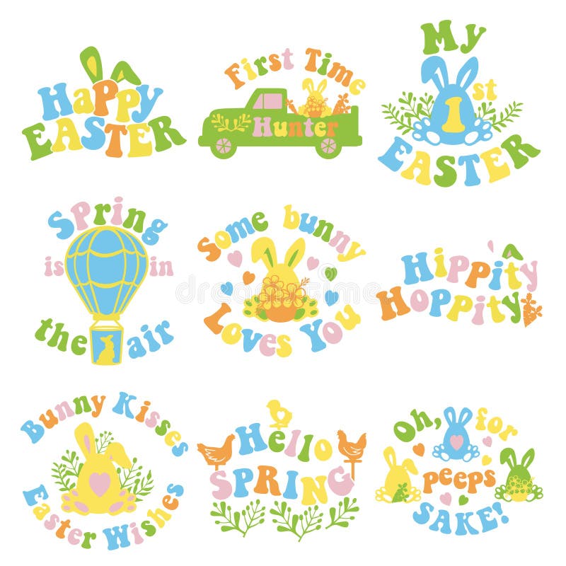 My First Easter Design Set with Bunny Ears and Eggs. Easter Quote for ...