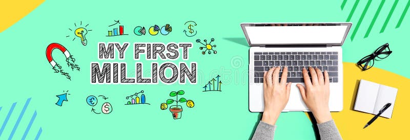My First Million with Person Using a Laptop Stock Photo - Image of flat ...