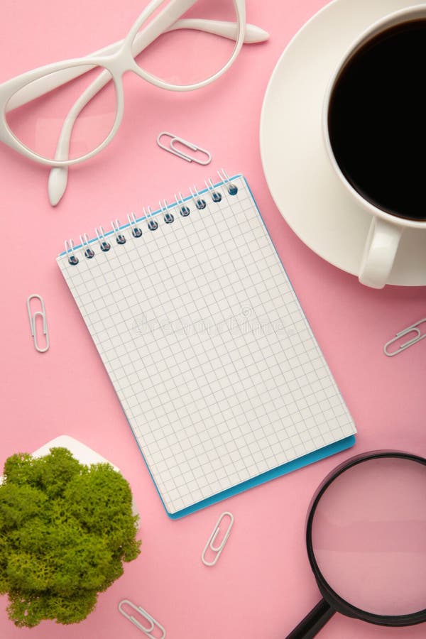 My Goals Memo Notebook Cup Coffee Pink Background Stock Photos - Free ...